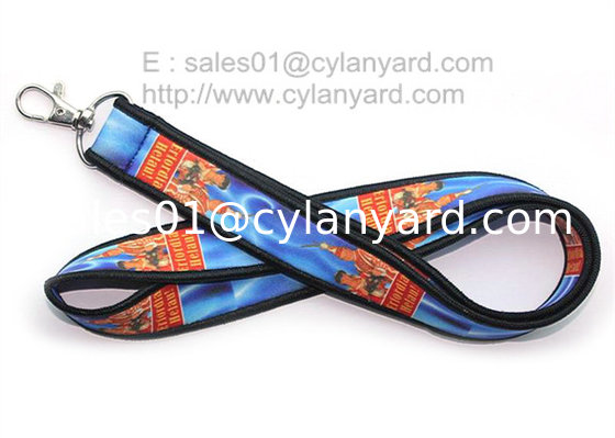 Sublimated neoprene neck lanyard with merrow from China lanyard factory supplier