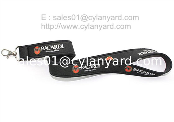 Branded neoprene rubber id lanyard with logo print, China Neoprene ribbon factory, supplier
