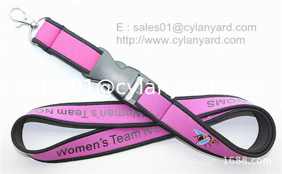 Branded neoprene rubber id lanyard with logo print, China Neoprene ribbon factory, supplier