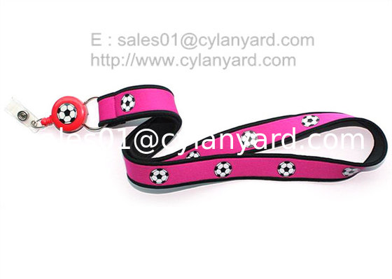 Branded neoprene rubber id lanyard with logo print, China Neoprene ribbon factory, supplier