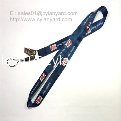 Swivel metal card jaw clip polyester lanyards, id badge lanyard with metal jaw clip, supplier