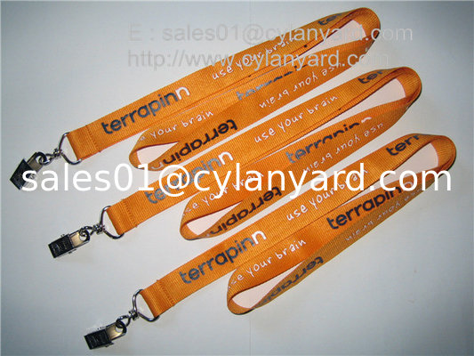 Swivel metal card jaw clip polyester lanyards, id badge lanyard with metal jaw clip, supplier