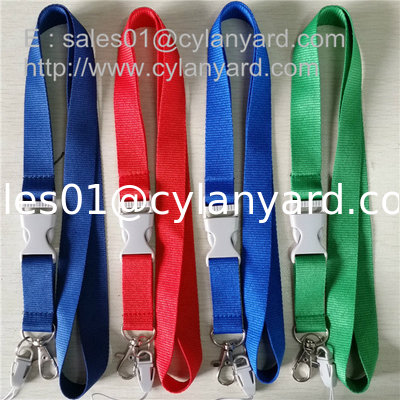 Colored polyester neck ribbon with colored plastic buckle, coloured neck lanyards, supplier