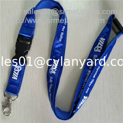 Polyester satin ribbon overlay neck strap lanyards, polyester with satin ribbon stitched, supplier