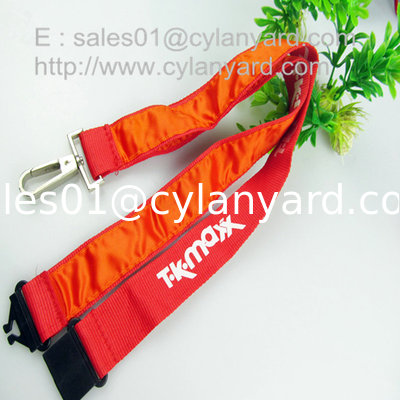 Polyester satin ribbon overlay neck strap lanyards, polyester with satin ribbon stitched, supplier