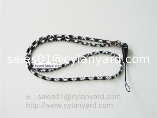 Round cord rope key holder lanyard, comfortable fabric round cord neck straps, supplier