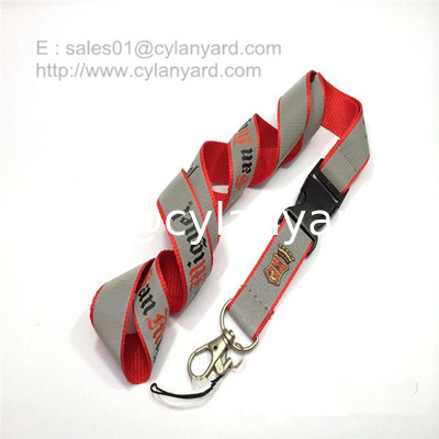 Secure reflective band lanyards with visibility at night, printed reflective lanyards supplier