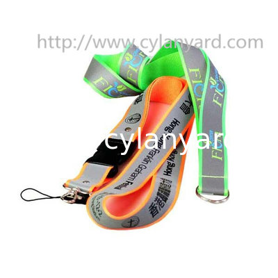 Secure reflective band lanyards with visibility at night, printed reflective lanyards supplier