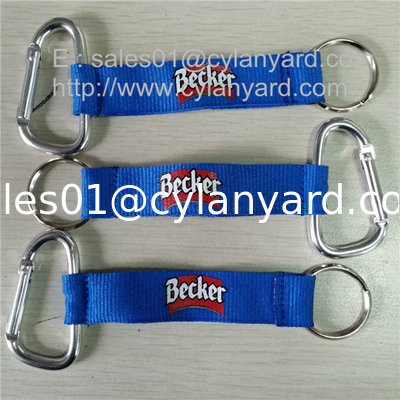 Aluminum Carabiner mountaineer short strap lanyard, metal carabiner wrist lanyards, supplier