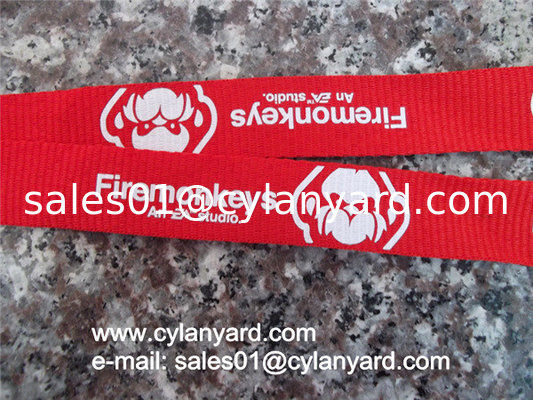 Red lanyard with release buckle, custom printed neck ribbon with plastic buckle, supplier