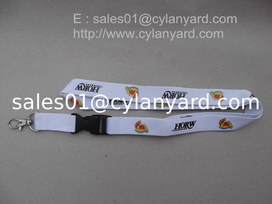 Red lanyard with release buckle, custom printed neck ribbon with plastic buckle, supplier