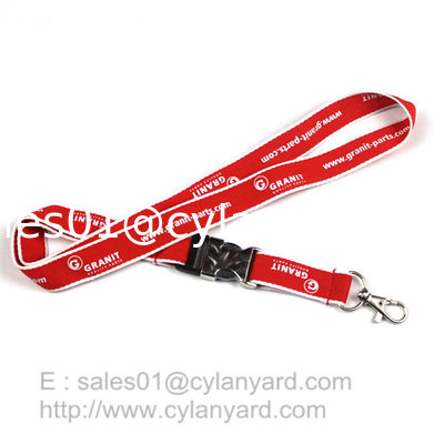 Woven Frame Polyester Lanyard with Metal Detachable Buckle, Woven Framed Ribbons supplier