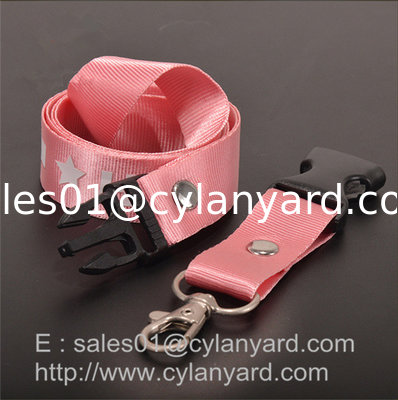 Pink Nylon lanyard for ID badge holder, nylon neck ribbon with detachable buckle supplier