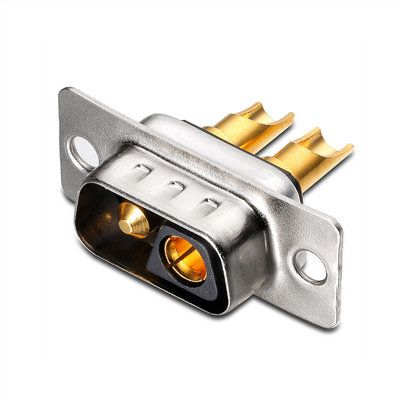 2V2 high current male D sub connector,2 pin connector solder type straight with/without nut D-Sub connector