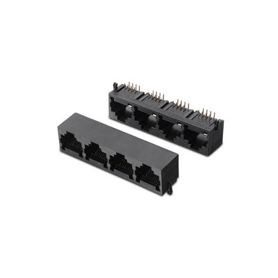 Good quality best selling DIP type right angle 1*4 port RJ45 connector