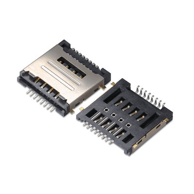 Electrical connector manufacturer wholesale 1.27mm pitch SMT type 8 circuits dual SIM Card Connector
