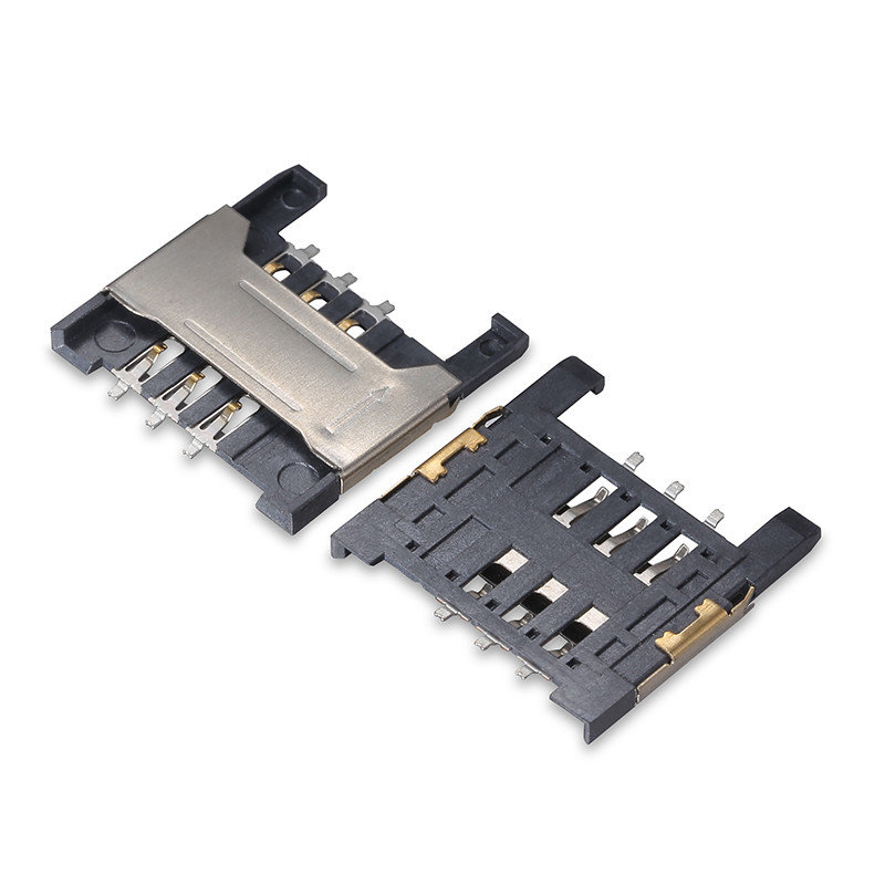 Combo SD/SIM connector manufacturer wholesale 2.54mm pitch 6 circuits SIM Card Connector