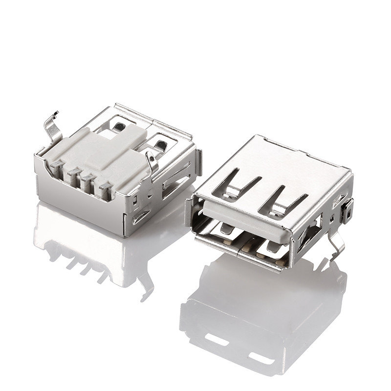 USB2.0 A type female straight plug in board short body type fork peg female usb connector