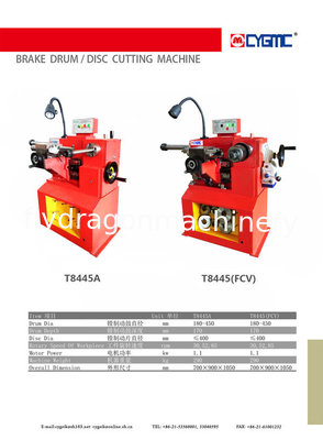 brake drum/disc  cutting machine T8465/T8445FCV/C9350/C9370(iron cast,red colour)