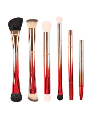 DOUBLE-END 6 PIECES BRUSH COLLECTION，Foundation Buff Brush, China Concealer brush, Eyeliner, Wholesale Eyeliner Brush