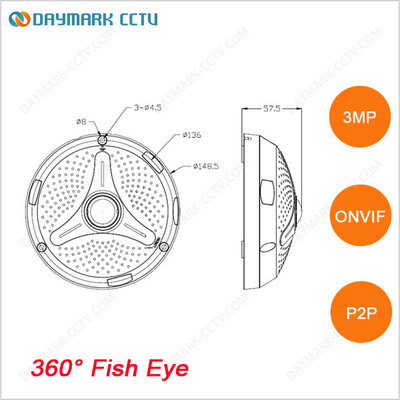 360 degree panoramic surveillance 3 megapixel ip camera with night vision supplier