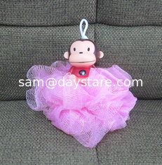 China Cartoon Monkey Bath / Shower Body Puff Sponge Mesh Ball shenzhen ICTI factory supplier