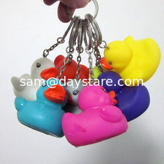 China Custom vinyl colorful duck keyring, mini colorful pvc ducks keychain with green materials shenzhen factory supplier