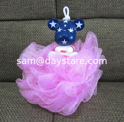 Cartoon Monkey Bath / Shower Body Puff Sponge Mesh Ball shenzhen ICTI factory supplier