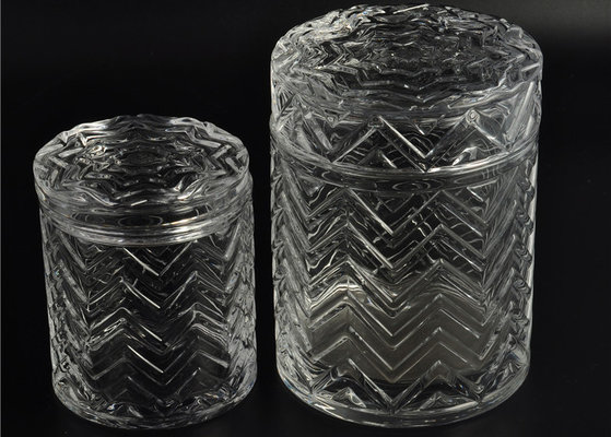 Cylinder Clear Glass Candle Holder 69ml Capacity Embossment Pillar