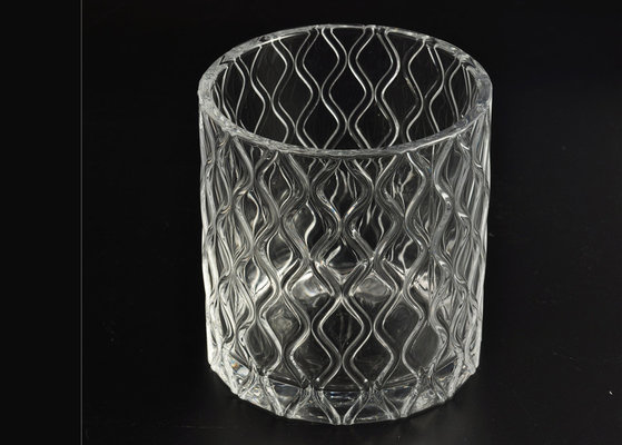 Wax Cylinder Frosted Glass Candle Holders For Wedding , Glass Candle Cups