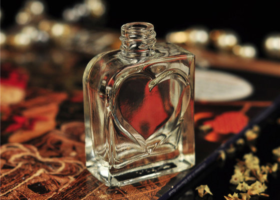 30ml Small Glass Perfume Bottles Vintage Silk Printing Heart Shape