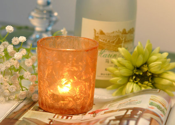 Gifts Tealight Glass Candle Holder Orange Romantic Heat Resisting