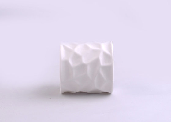 White Tealight Ceramic Candle Holder Embossment 290ml Large Capacity