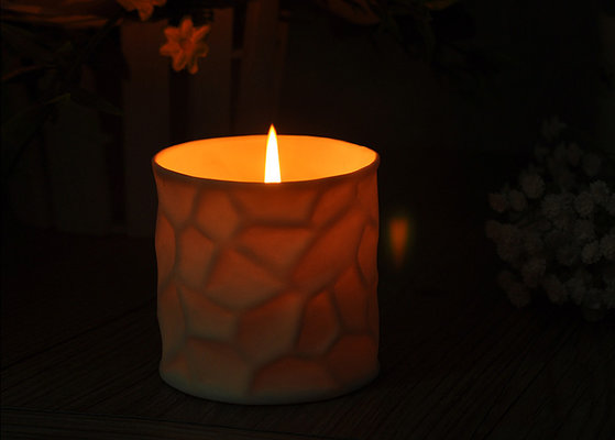 White Tealight Ceramic Candle Holder Embossment 290ml Large Capacity