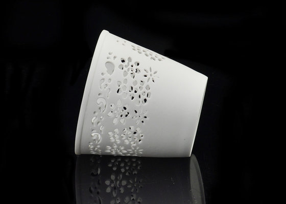 White Votive Ceramic Candle Holder Decorations With Shock Resistant