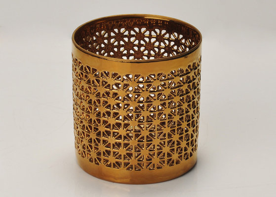 Golden Pottery Home Decor Candle Holders Glazing Outside And Inside Wall