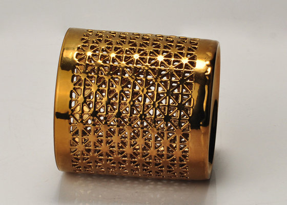 Golden Pottery Home Decor Candle Holders Glazing Outside And Inside Wall