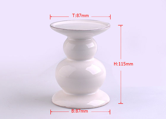 Long Stem Ceramic Candle Holder , White Ceramic Pillar Candle Holder