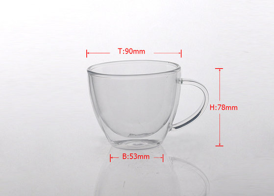 Double Walled Glass Tea Cups With Handle Heat Resistant Borosilicate Glass