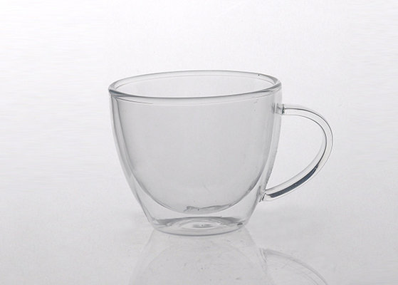 Double Walled Glass Tea Cups With Handle Heat Resistant Borosilicate Glass
