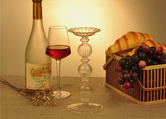 Tall Clear Glass Candlestick Holders Long Stem For Wedding Decoration
