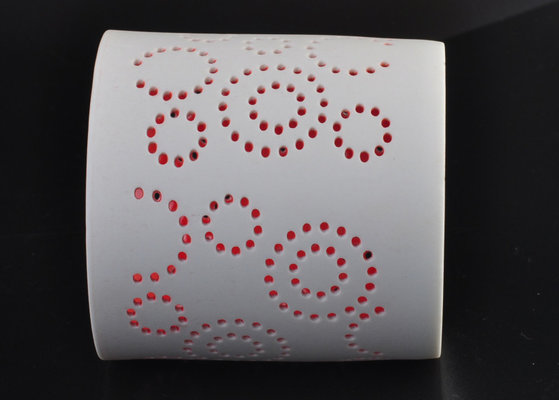 Decorative Red Ceramic Candle Holder Spraying For Home Votive