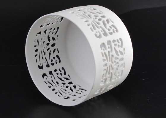 Round Pure White Ceramic Candle Holders Heat Resisting ASTM Approve