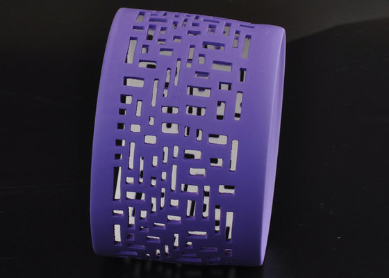 Purple Ceramic Votive Candle Holders Electroplating Golden Inside