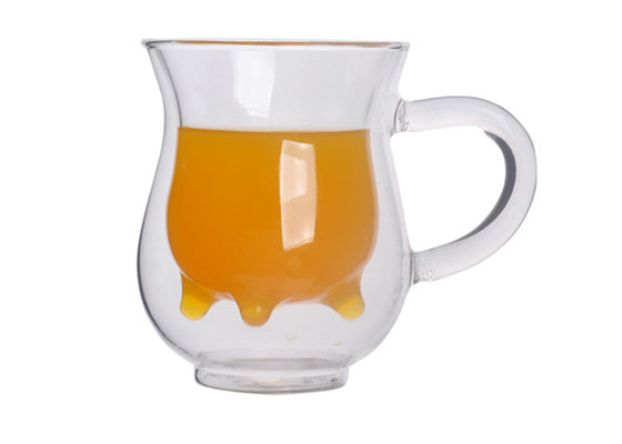 Handle Double Wall Borosilicate Glass , Milk Double Layer Glasses