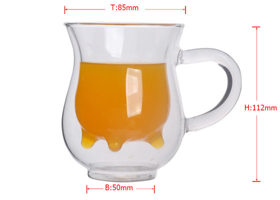 Handle Double Wall Borosilicate Glass , Milk Double Layer Glasses