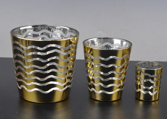 Short Jar Candle Holders For Tea Lights , Glass Tea Candle Holders