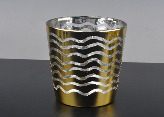 Short Jar Candle Holders For Tea Lights , Glass Tea Candle Holders