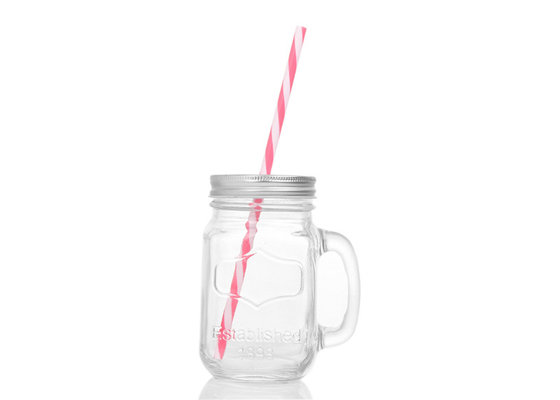470ml Glass Tableware Mason Jar Mugs Food Storage Cans With Handle