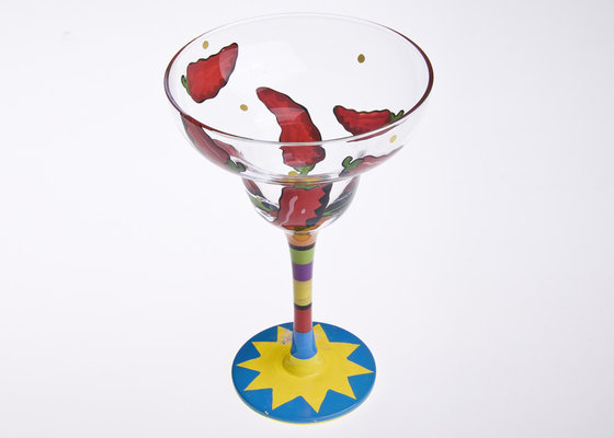 Colorful Margarita Stemware Wine Glasses Wine Glassware Hand Painted